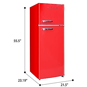 Frigidaire EFR753-Red, 2 Door Apartment Size Refrigerator with Freezer, 7.5 cu ft, Retro, Red
