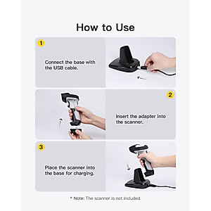 Inateck Bluetooth Barcode Scanner with Charging Base, 2D Wireless, Bundle Product, BCST-73 and BS04001