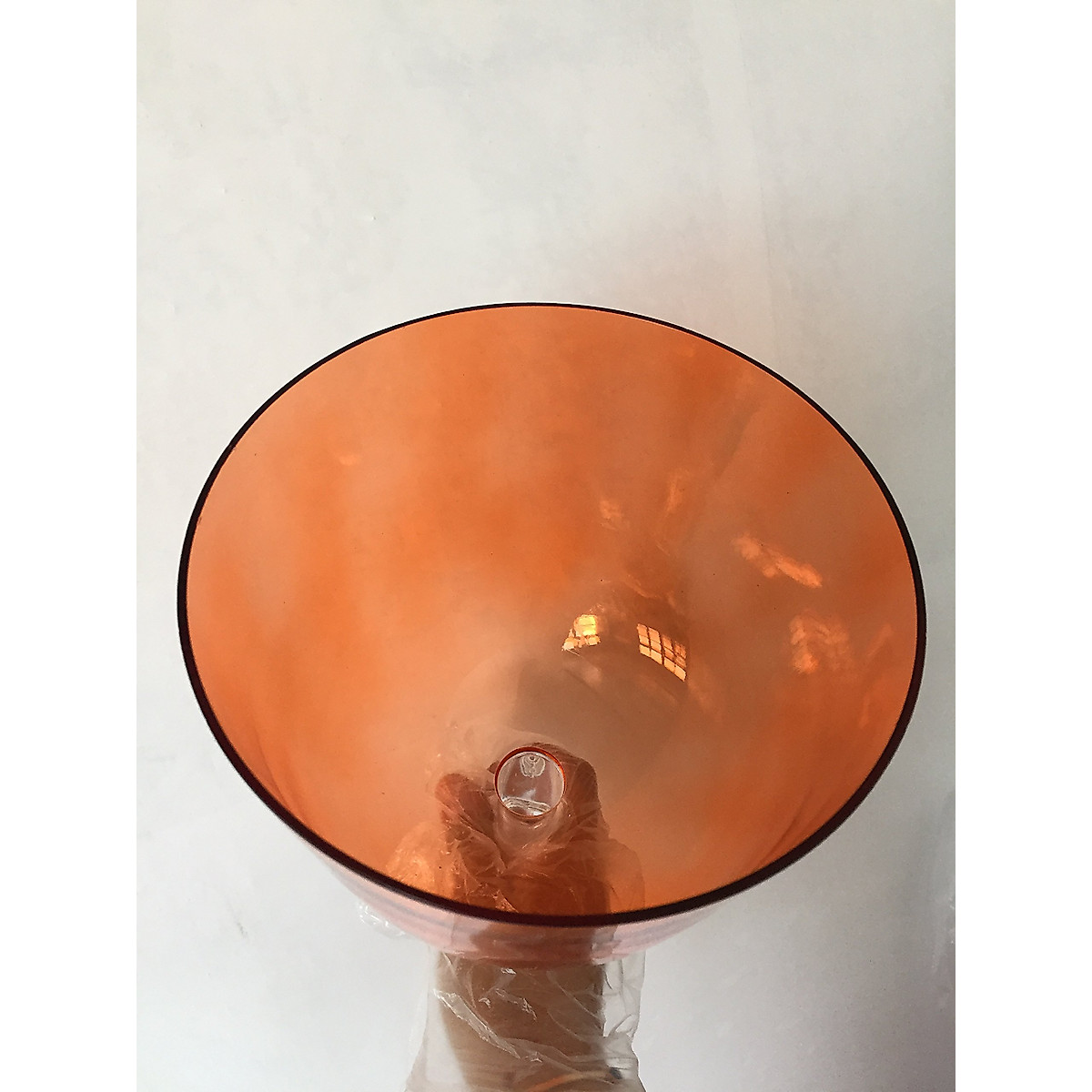 4th Octave 6.25" light orange color Crystal handle Singing Bowl 1Pcs,Perfect Musical Note D Sacral Chakra,Standard 432 or 440HZ for balancing and Yoga