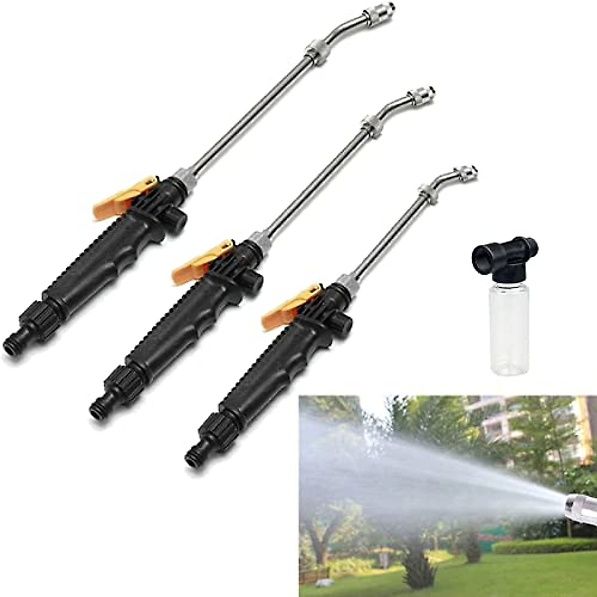 2in1 High Pressure Washer Handheld High Pressure Power Water Metal Water High Pressure Power Garden Sprinkle For Car Washing Outdoor Gardening Patio Cleaning Windows With Foam Outdoor (A, One Size)