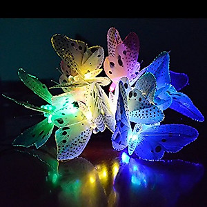 cuzile 20pcs Solar Powered Butterfly Lights Waterproof Solar Garden String Lights for Christmas, Tree, Home, Holiday, Fence, Yard, Wedding,Patio Party Decoration Light