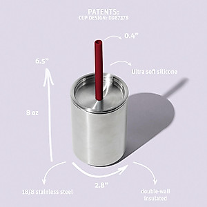 Avanchy 8oz Stainless Steel Baby Sippy Cup with Extra Silicone Lid. Spill-Proof Training Cup for Toddlers and Infants. Easy Grip and Leak-Proof Design - Pink