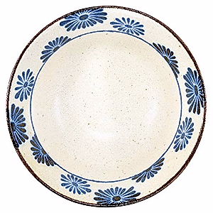 Mino Ware Japanese Ramen Bowl, Rice Noodle Soup Sarada Pasta, PAIKAJI Warp Donburi, 7.1 inch, Flower