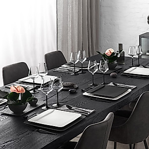 Villeroy & Boch Manufacture Rock Square Dinner Plate, Modern Shaped Premium Porcelain, Dishwasher Safe, Black, 28X28X2CM