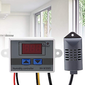 Digital Humidity Controller，XH-W3005 Hygrometer Switch Controller Digital Humidity Sensor 0~99% RH 12V/24V/220V(12V)