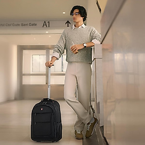 OIWAS Rolling Backpack for Laptop Large Wheeled School Bookbag Roller Daypack Travel Business Bags Suitcase Men Women