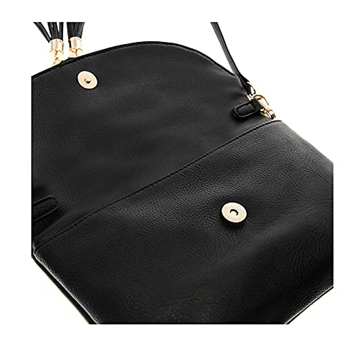 Solene Women's Envelop Clutch Crossbody Bag With Tassels Accent (WU075-Black)