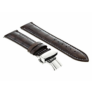 Ewatchparts 20MM LEATHER WATCH STRAP BAND COMPATIBLE WITH IWC SPITFIRE XV PILOT PORTUGESE DARK BROWN