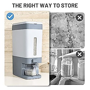 26.5 Lbs Rice Dispenser Large Sealed Grain Container Storage with Mesuring Cup, Airtight Design Food Dispenser, Kitchen Orgainzation Pantry Strore for Dry Food