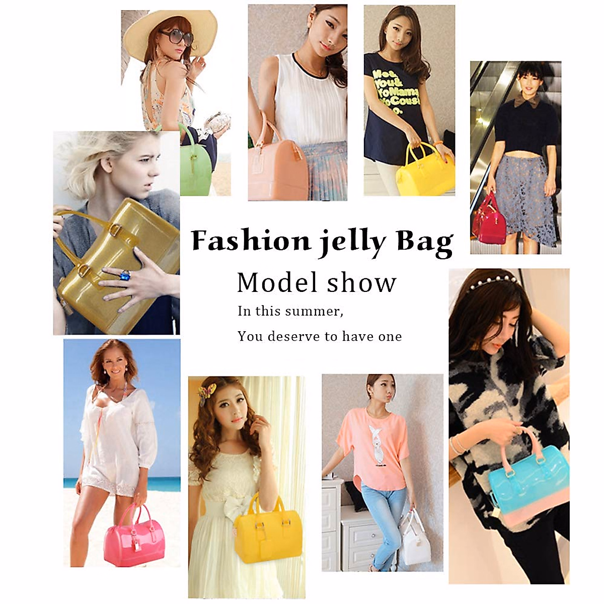 Segater® Ladies Summer Transparent Handbag Jelly Pillow-shaped Top Handle Bag Candy Color Crystal Purse For Women - Mint green