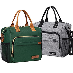TuErCao Insulated Lunch Bags for Women Men - Freezable Leakproof Adult Lunch Box for Work Office School - Reusable Lunch Tote Bag Portable Soft Side Cooler Bag for Travel Beach Picnic Camping