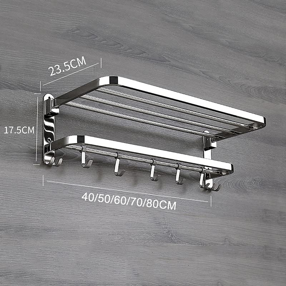 Bath Towel Shelf Stainless Steel Polished Bathroom Towel Rack Holder Storage Shelf Hook Accessories