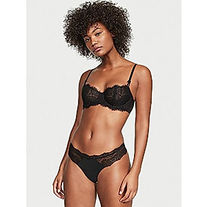 Victoria's Secret Dream Angels Lace Thong Panty, Underwear for Women, Black (M)
