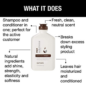 GREAT CLIPS Solutions Men's Washout 2-in-1 Shampoo, 12oz | Daily Shampoo & Conditioner for Men | Breaks Down Excess Styling Product & Gunk