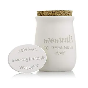 Pearhead Gratitude Jar, Ceramic Blessings Keepsake Jar with Cork Topper and Memories to Cherish Notecards, Personalized Gift Idea, Christmas Gifts, Holiday Gift Ideas, Wedding Christmas Gifts, White