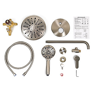 WRISIN Shower Faucet Set Brushed Nickel (Valve Included), Shower System with Rain Shower and Handheld, Shower Valve Kit with Valve and Shower Head