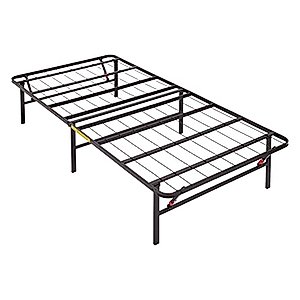 Amazon Basics Foldable Metal Platform Bed Frame with Tool Free Setup, 14 Inches High, Twin XL, Black
