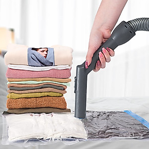 Vacuum Storage Bags, 8 Jumbo Space Saver Bags, Vacuum Sealer Bags for Clothes, Clothing, Comforters and Blankets, Compression Storage Bags with Hand Pump