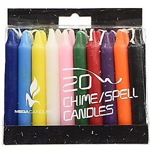 Mega Candles 20 pcs Unscented Assorted Colors Mini Taper Candle, 4 Inch Tall x 1/2 Inch Diameter, Great for Casting Chimes, Rituals, Spells, Vigil, Witchcraft, Wiccan Supplies, Wax Play & More