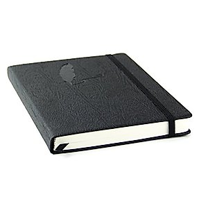 Red Co. 5 x 7 inch Embossed Quill Faux Leather Journal, 240 Lined Pages, Black