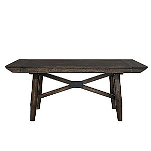 Liberty Furniture Industries Double Bridge Opt 5 Piece Trestle Table Set, W36 x D96 x H30, Dark Brown