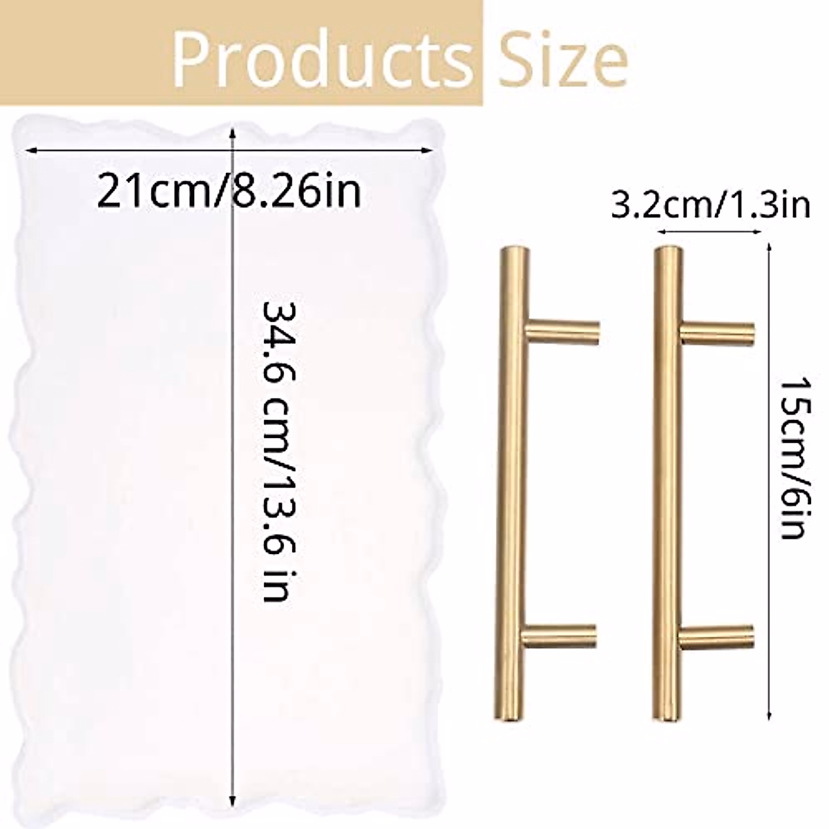 Silicone Resin Tray Mold,Large Irregular Tray Mold Epoxy Resin Mold with 2 Metal Handles Easy Demold Silicon Coaster molds for Making Faux Agate Tray,Serving Board,Fruit Tray,etc,L