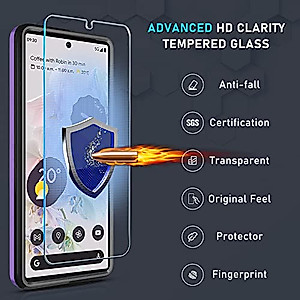 Google Pixel 7 Case with Screen Protector + Camera Lens Protector,Heavy Duty Shockproof Full Body Protective Phone Cover,Built in Rotatable Magnetic Ring Holder Kickstand,2022 Lavender