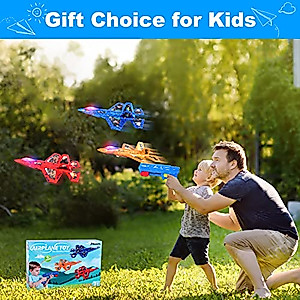 6 Pack Airplane Launcher Toy,7.4" F-35 Foam LED Catapult Plane with 6 Stickers for Kids Outdoor Flying Toys Birthday Gifts for 4 5 6 7 8 9 10 12 Year Old Boys Girls