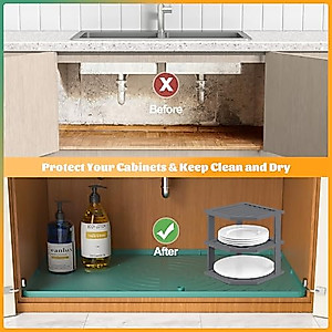 Sifxouped Under Sink Mat Waterproof Kitchen Sink Mats Sturdy Protectors 22"x34" for Bathroom Excellent Fit Easy to Clean (Green)