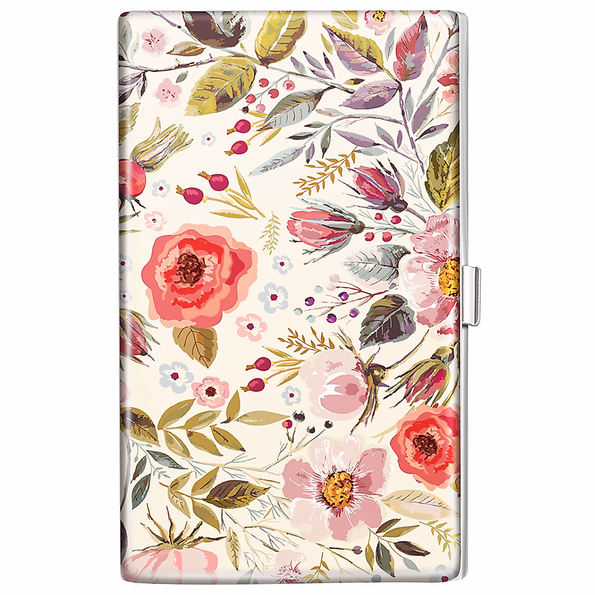 Swooflia Business Card Holder Case Wallet for Women Metal Retro Flower Slim Pocket Purse Square Card Cases Cute For Realtors Real Estate Agents