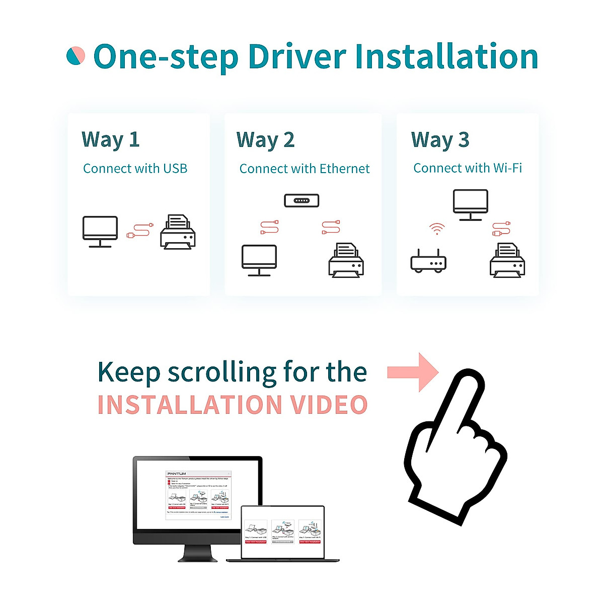 Pantum M6552NW All in One Laser Printer Scanner Copier with Auto Document Feeder, Wireless Multifunction Black and White Laser Printer, Black