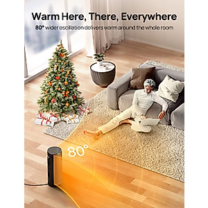 Rellorus Space Heaters for Indoor Use, 1500W Fast Heating Portable Electric PTC Ceramic Heaters, with ETL Certified, Remote, Thermostat, 80° Oscillating, Night Light, for Bedroom Large Room Office