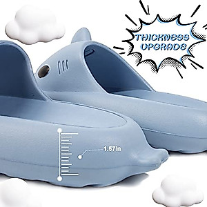 Azorn Cute Shark Slippers for Women and Men, Cloud Shark Slides with Cushioned Thick Sole, Open Toe Non-Slip Beach Pillow Slippers Bathroom Sandals for Indoor & Outdoor