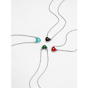 TANGPOET Dainty Turquoise Necklace for Women Sterling Silver Turquoise Heart Pendant Necklaces Blue Stone Jewelry Birthday Christmas Valentines Day Gift for Her