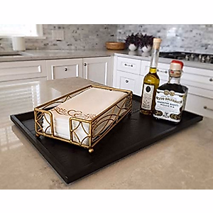 Chez JuJu Gold Elegant Sturdy Guest Napkin Holder | Disposable Paper Hand Towel Storage Tray Caddy | Premium Quality | Bathroom Kitchen Dining Table Wedding Party Hotel Office décor | Indoor Outdoor