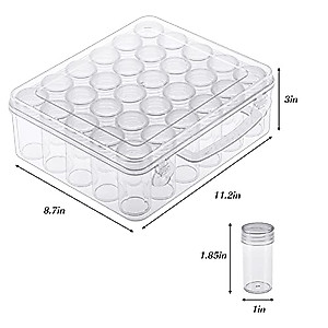 BAKHUK 2 Pack x 30 Grids Embroidery Diamond Painting Storage Container Jars with Lid 200pcs Label Stickers Plastic Beads Container for DIY Diamond Nail Art Crafts Seeds