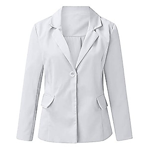 Long Blazer Jackets for Women, Cropped Blazers Women Oversized Blazers Black Leather Blazer Women's Casual Lapel Open Front Sleeve Work Office Suit Jacket Coat and White Striped (M, White-5)