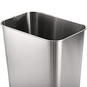 Frcctre 2.1 Gallon / 8L Open Top Stainless Steel Trash Can, Small Compact Modern Rectangular Metal Trash Can Office Wastebasket Garbage Bin for Office Bedroom Bathroom Home - 9.8"L x 6.5"W x 10.6"H
