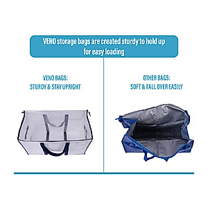 VENO 4 Pack Moving Bags, Heavy Duty, Moving Boxes Alternative, Packing Storage Supplies for Dorm Room Essentials with Zipper for Clothes, Extra Large Totes for Packaging (Clear, 4 Pack)