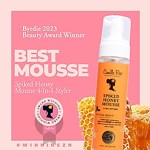 Camille Rose Spiked Honey Mousse, 4-in-1 Hair Styler with Nettle Root, to Nourish and Hydrate Strands, Define Curls, and Add shine, for All Hair Types, 8 fl oz