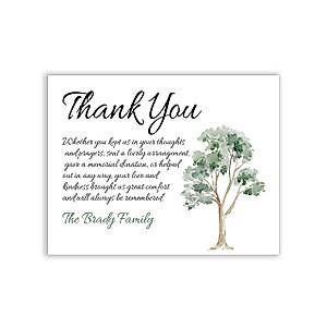 Sympathy Acknowledgement Cards, Funeral Thank You and Bereavement Notes Personalized with Envelopes