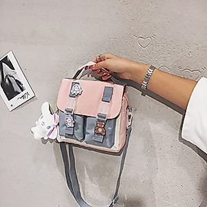 Kawaii Shoulder Backpack Korean Students Totes Schoolbag with Pins Crossbody Bag