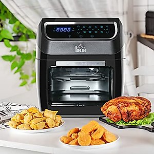 HOMCOM 12 QT Air Fry Oven, 8 In 1 Countertop Oven Combo with Air Fry, Roast, Broil, Bake and Dehydrate, 1700W with Accessories and LED Display, Black