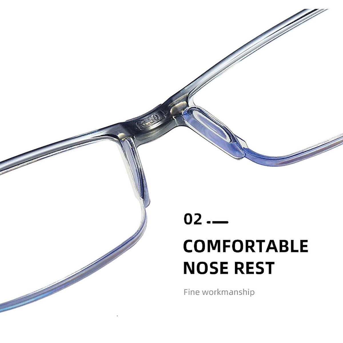 B and Q 6 Pack Mens Rectangular Half Frame Blue Light Blocking Reading Glasses Black Spring Hinge Readers (BQ8008 BK x 6, 1.50) 1.5