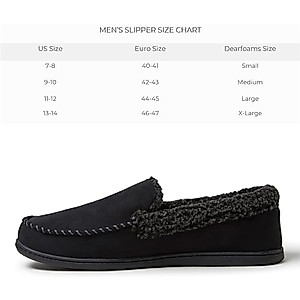 Dearfoams mens Eli Microsuede Moccasin Slipper, Black, Large US