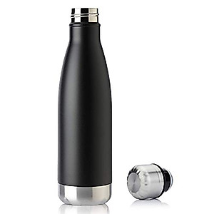 MEWAY 17oz Sport Water Bottle 4 Pack Vacuum Insulated Stainless Steel Sport Water Bottle Leak-Proof Double Wall Cola Shape Water Bottle (Purple/Light Blue/Navy/Rose Gold, 4 Pack)