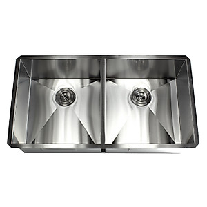 37 Inch Zero Radius Design 16 Gauge Undermount Double 5050 Bowl Stainless Steel Kitchen Sink Premium Package
