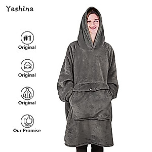 yeshine Wearable Blanket Hoodie, Oversized Microfiber & Sherpa Hooded for Women and Men, Comfortable Sweatshirt with Large Pocket One Size Fits All