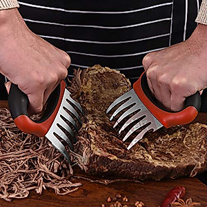SCN Bear Claws Meat Shredder-BBQ Claws Stainless Steel Fork Set For Shredding Pulling Lifting Pork Chicken Beef With Heat Insulated Handel Set of Two Barbecue Grilling Tool