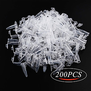 BronaGrand 200 Pieces 0.5ML Polypropylene Graduated Microcentrifuge Tubes with Attached Lid Clear